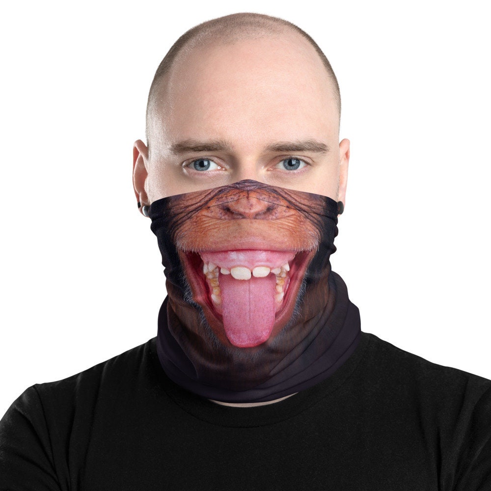 Chimpanzee Face Mask & Neck Gaiter, Washable and Reusable Face Cover ...