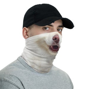 Samoyed Dog Neck Gaiter, Dog Face Mask, Samoyed Costume, Dog Outfit ...