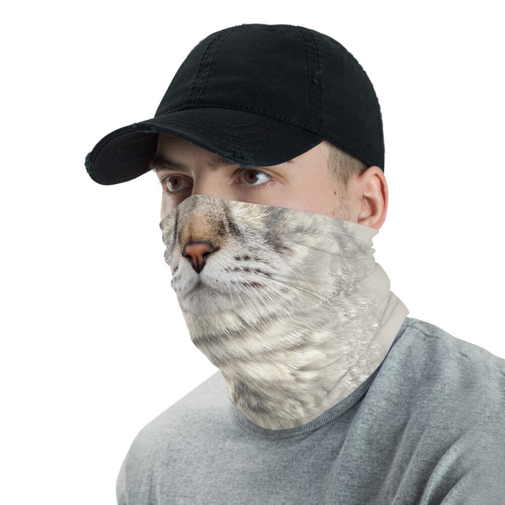 White Cat Neck Gaiter Funny Cat Mask Halloween Costume - Etsy