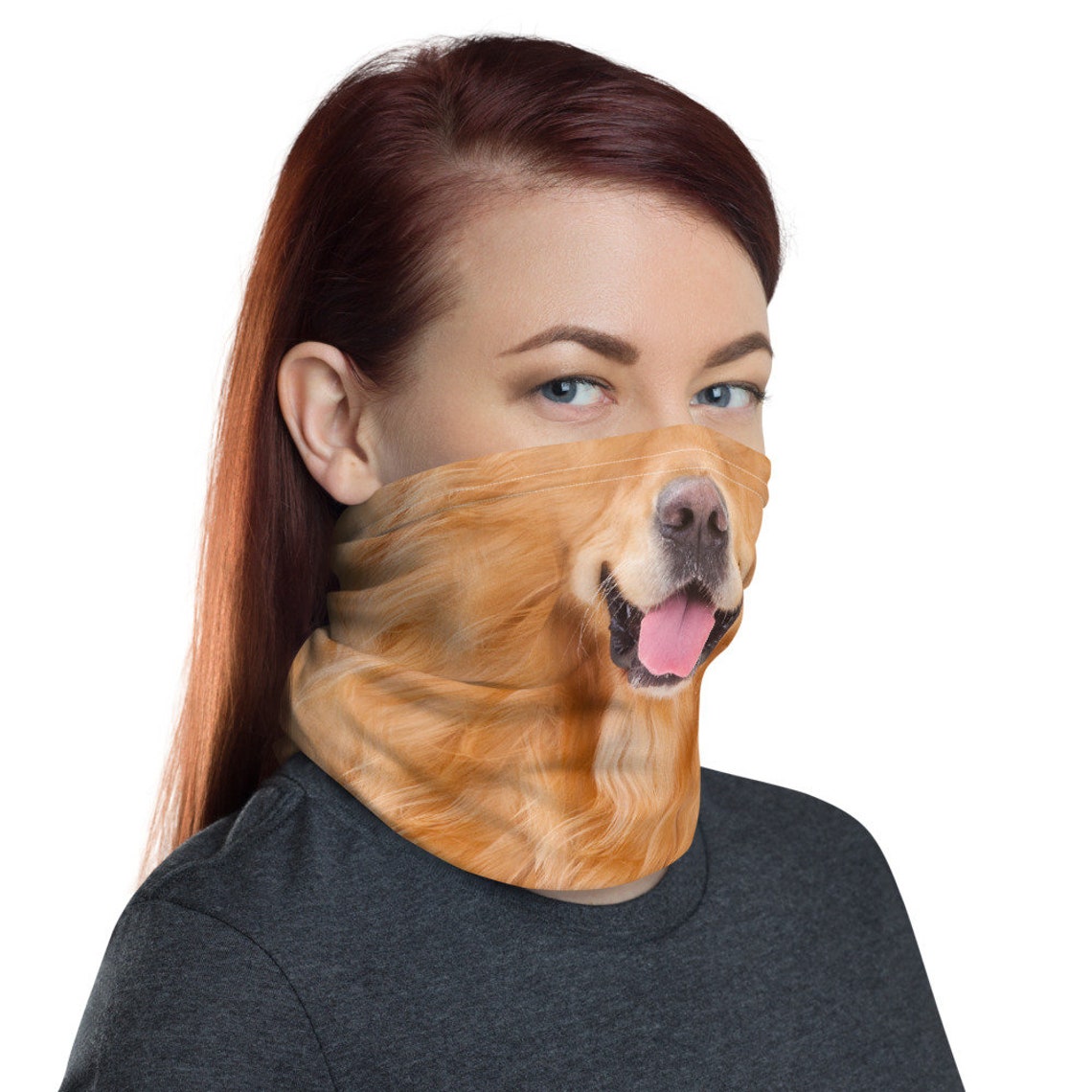 Golden Retriever Neck Gaiter, Face Mask, Funny Dog Costume, Tube ...