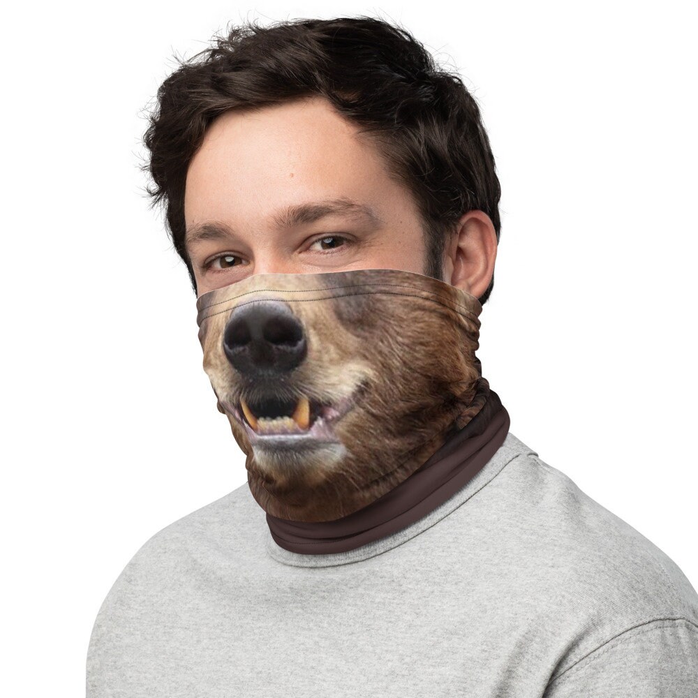 Grizzly Bear Face Mask, Washable Reusable Neck Gaiter for Adults, Face ...