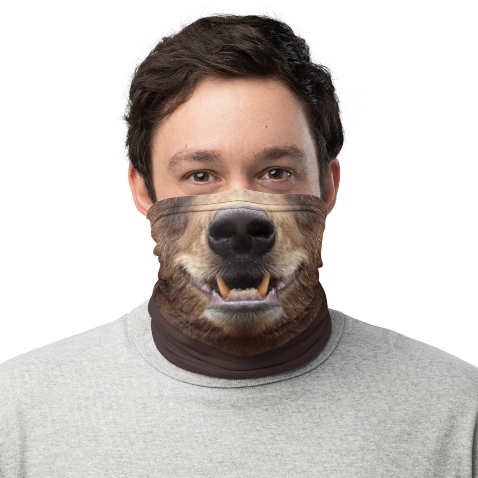 Grizzly Bear Face Mask, Washable Reusable Neck Gaiter for Adults, Face ...