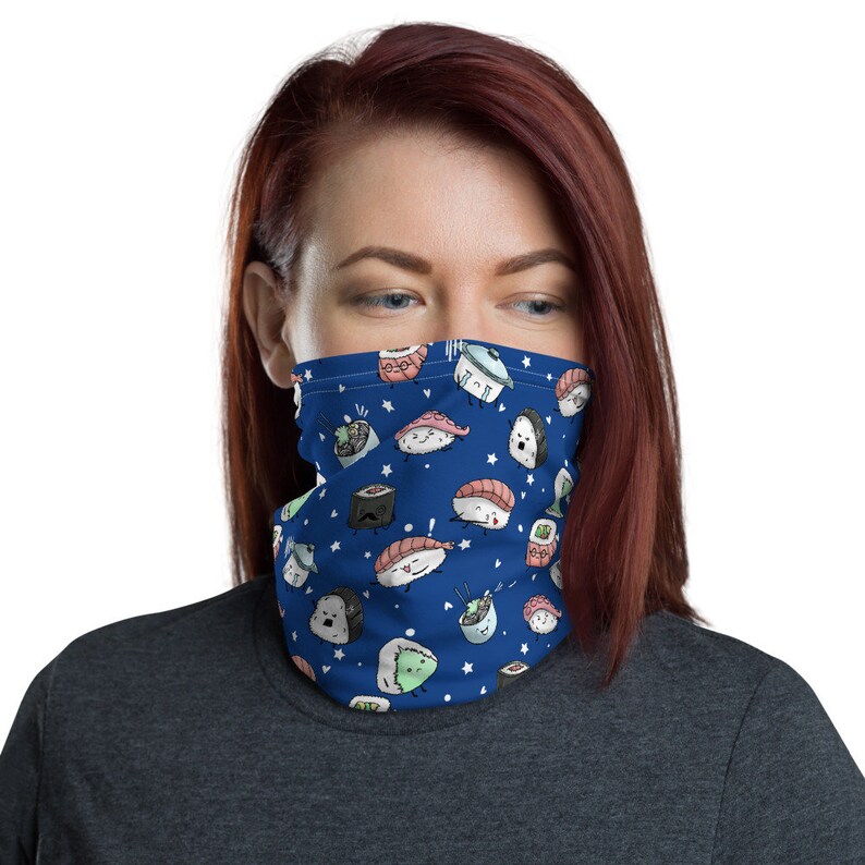 Kawaii Sushi Face Mask, Cute Neck Gaiter, Washable and Reusable Face ...