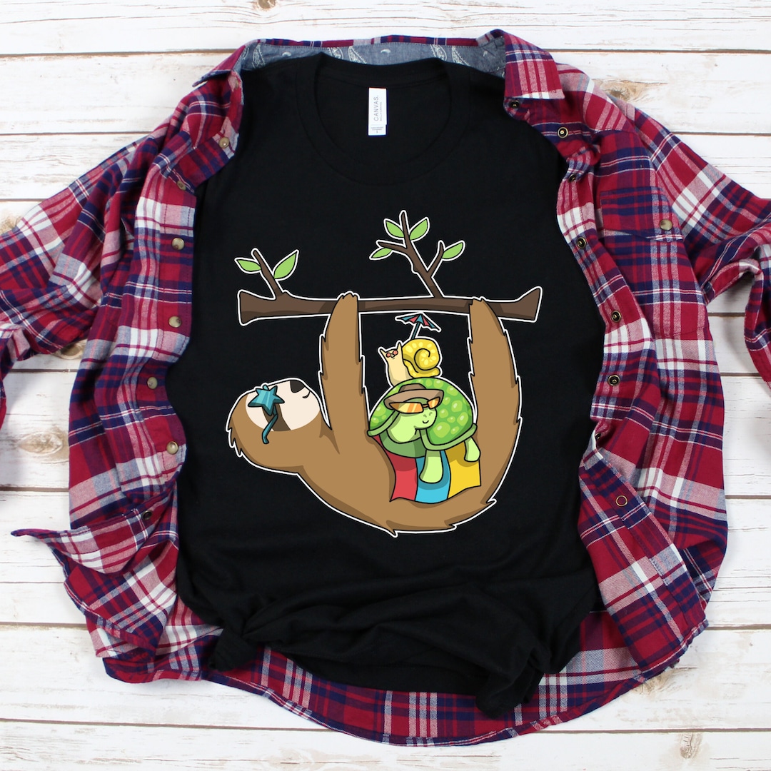 Sloth Turtle Snail Hanging Out Tshirt, Sloth Shirt, Funny Slow Down ...