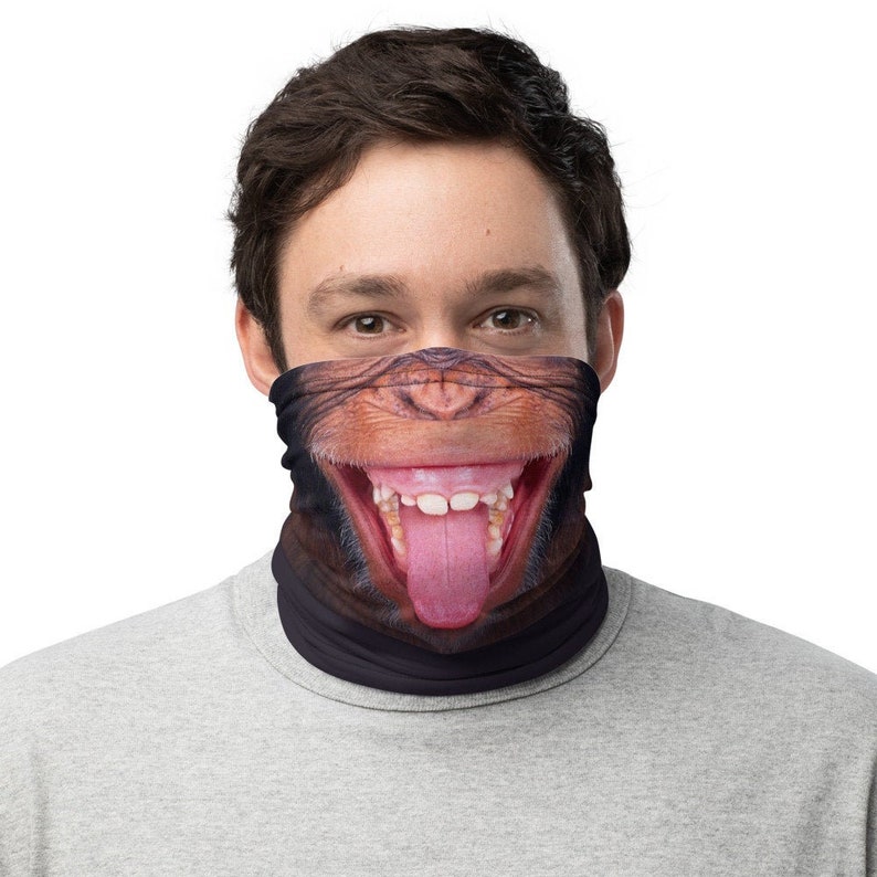 Chimpanzee Face Mask & Neck Gaiter, Washable and Reusable Face Cover ...