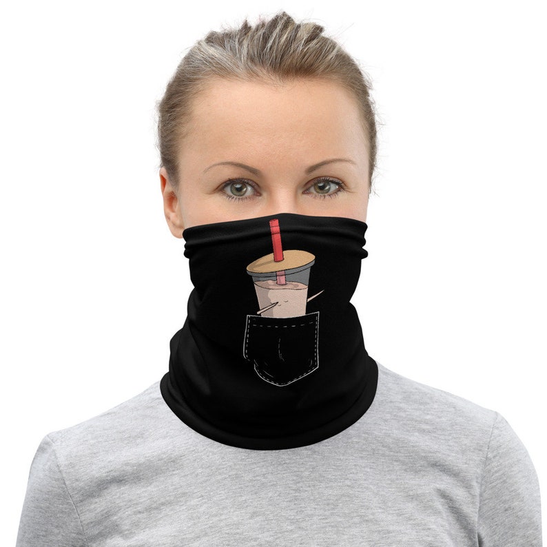 Dabbing Bubble Tea BOBA Face Mask & Neck Gaiter, Washable and Reusable ...