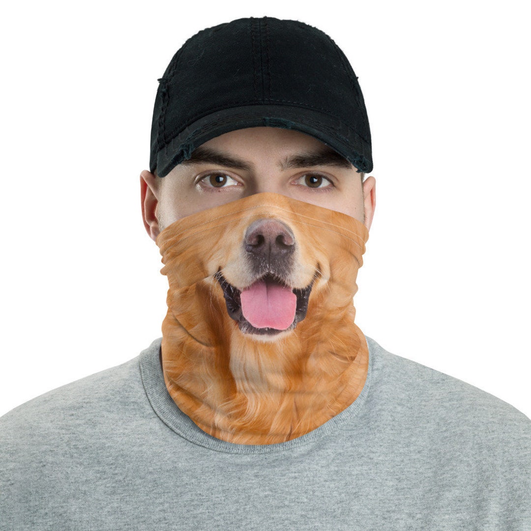 Golden Retriever Neck Gaiter, Face Mask, Funny Dog Costume, Tube ...