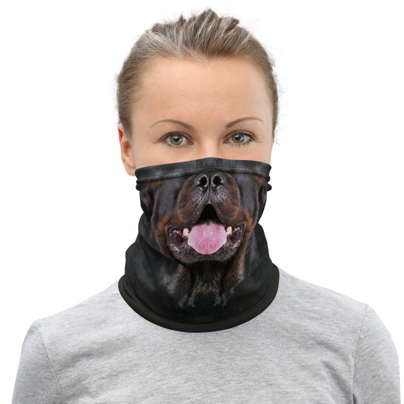 Rottweiler Dog Face Mask & Neck Gaiter, Washable Reusable Adult All-in ...