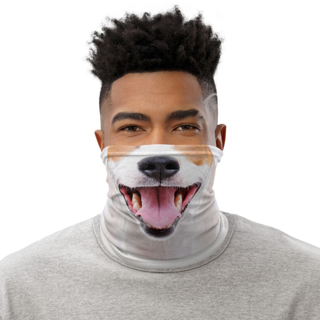 Jack Russell Terrier Dog Face Mask & Neck Gaiter, Washable Reusable All ...