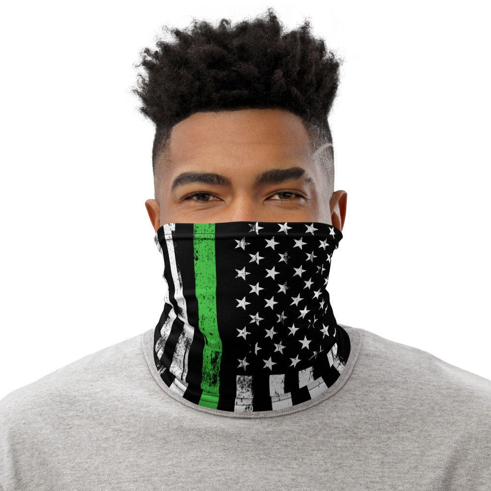 Thin Green Line American Flag Face Mask Neck Gaiter for Men - Etsy