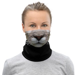 Cougar Face Mask, Funny Neck Gaiter, Washable Reusable Face Covering, Face Shield. Bandana ...