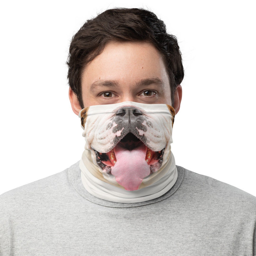 English Bulldog Dog Neck Gaiter, Washable Face Mask Adult, Unisex Face ...