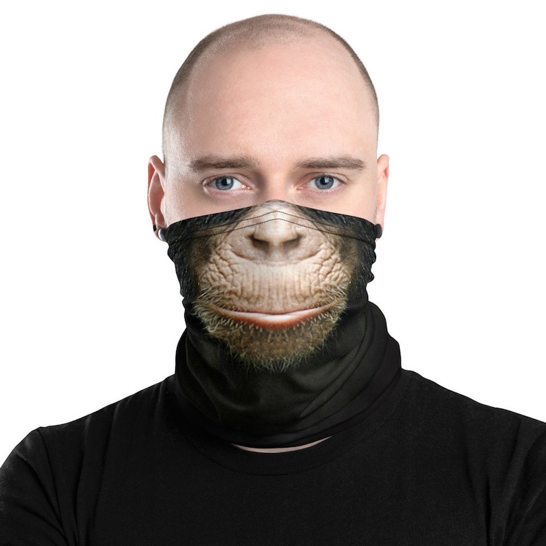 Chimpanzee Neck Gaiter, Washable Face Mask Adult, Reusable Face ...