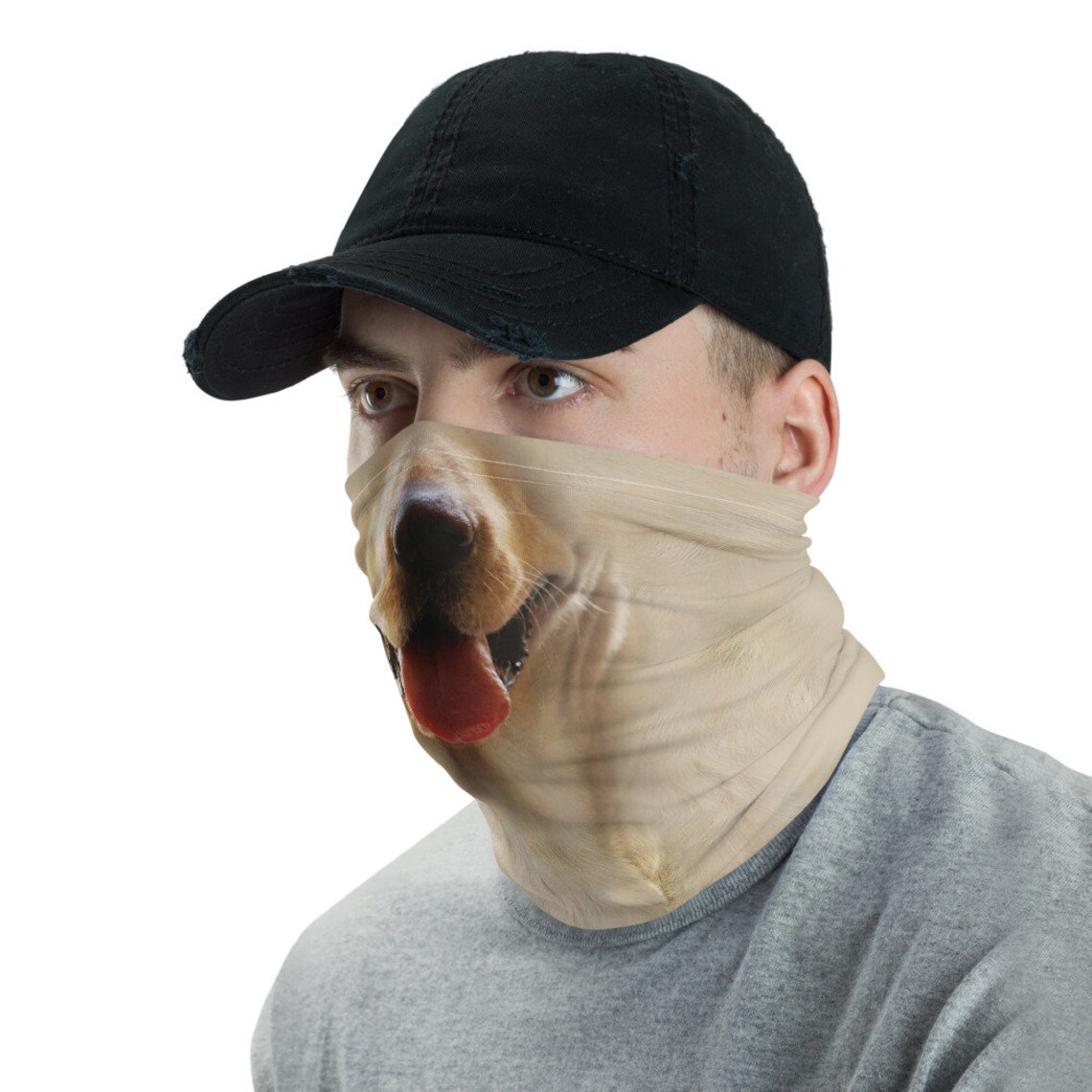 Labrador Retriever Face Mask & Neck Gaiter, Dog Costume, Washable ...