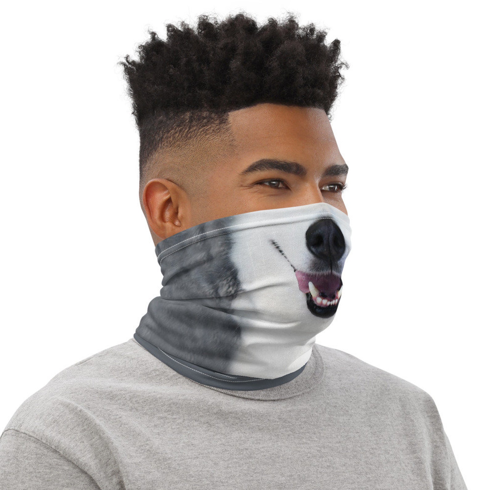 Husky Dog Neck Gaiter, Siberian Husky Costume, Unisex Face Mask, Dog ...