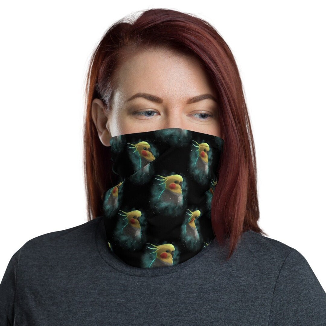 Cockatiel Face Mask, Neck Gaiter for Men Women Adults, Cosmic Bird ...