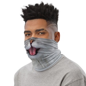 Cute Cat Face Mask, Washable and Reusable Neck Gaiter, Gift for Kitty ...