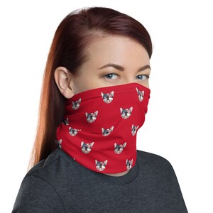 Frenchie Dog Face Mask, USA Neck Gaiter, French Bulldog, Washable ...