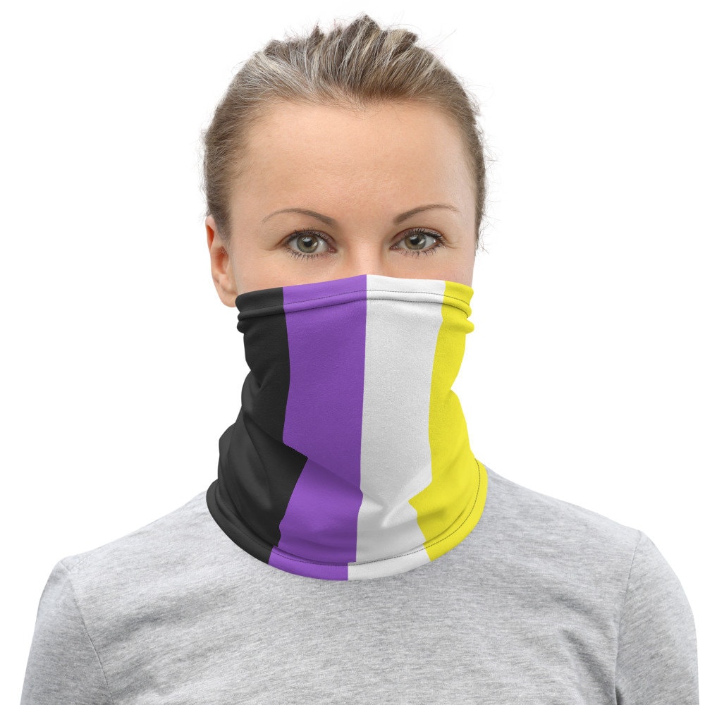 Gender Nonbinary Face Mask, NB Enby Pride Flag Neck Gaiter, Genderqueer ...