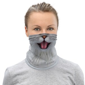 Cute Cat Face Mask, Washable and Reusable Neck Gaiter, Gift for Kitty ...
