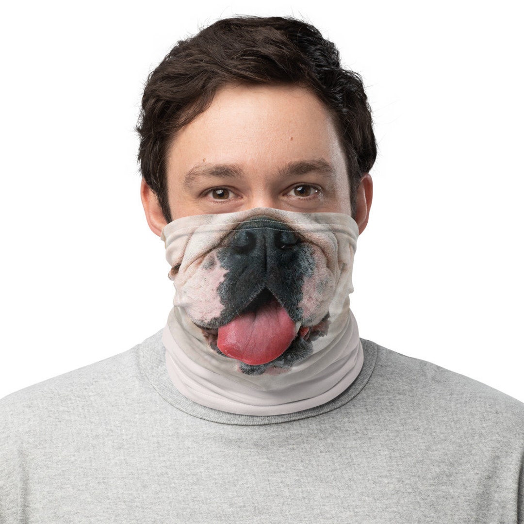 English Bulldog Face Mask, Neck Gaiter for Men Women Adults, Funny Dog ...