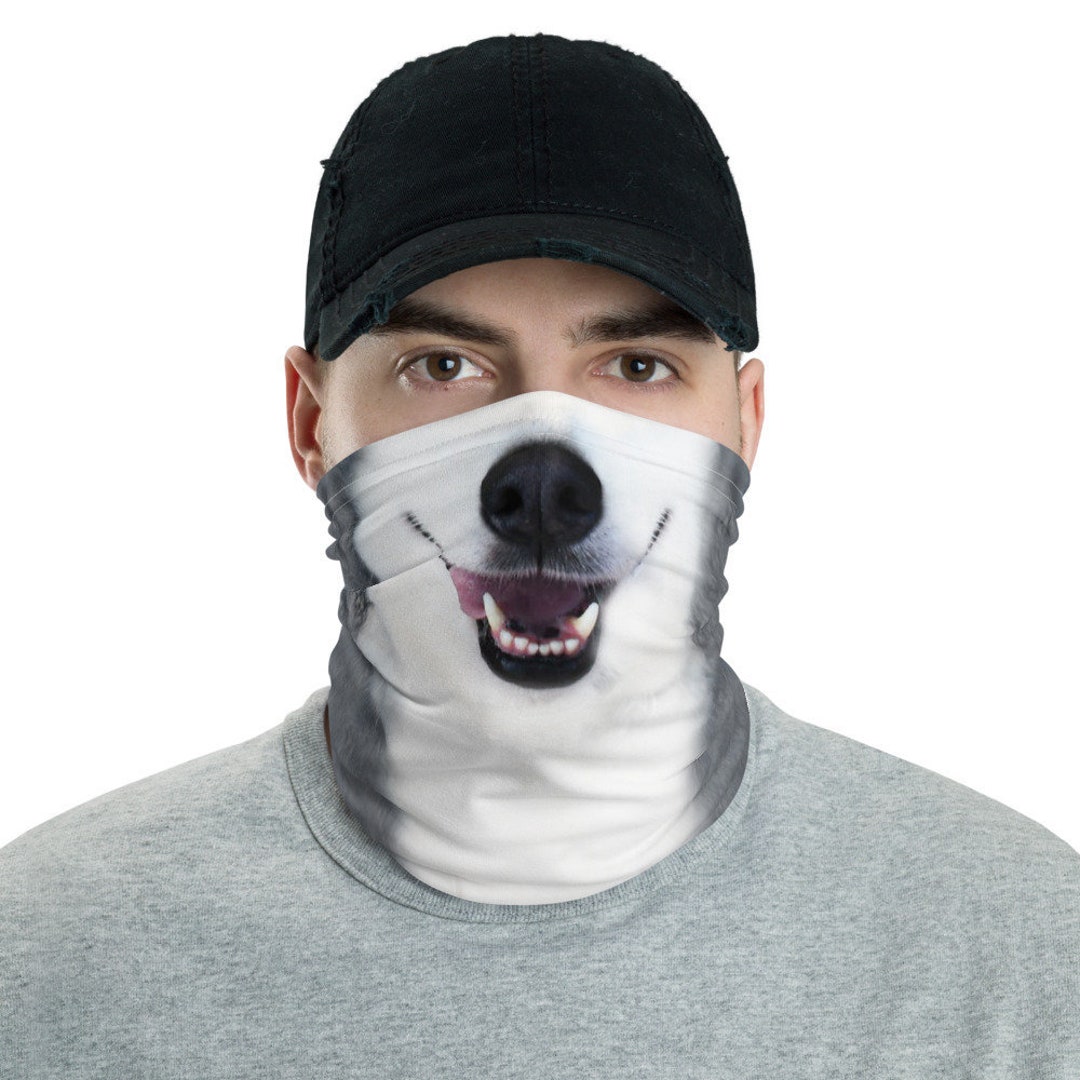 Husky Dog Neck Gaiter, Siberian Husky Costume, Unisex Face Mask, Dog ...