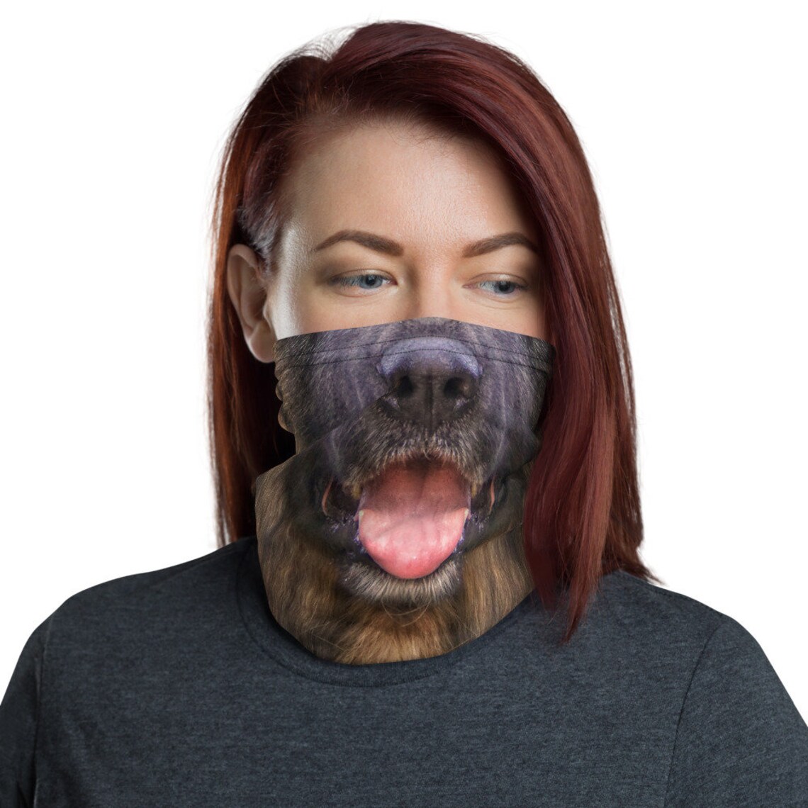 Leonberger Neck Gaiter, Washable Face Mask Adult, Funny Dog Face ...