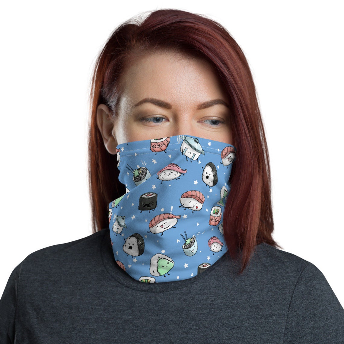 Kawaii Sushi Face Mask Cute Neck Gaiter Washable and - Etsy