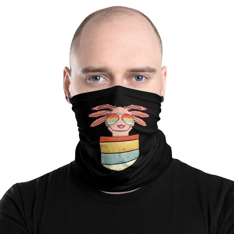 Axolotl Face Mask, Neck Gaiter for Women Men Adults, Retro Face ...