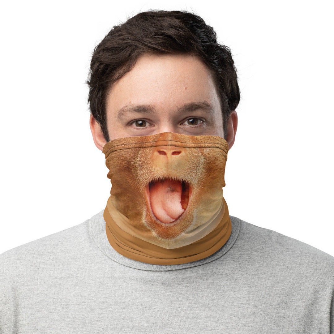 Monkey Face Mask, Barbary Macaque Neck Gaiter, Face Covering for Men ...