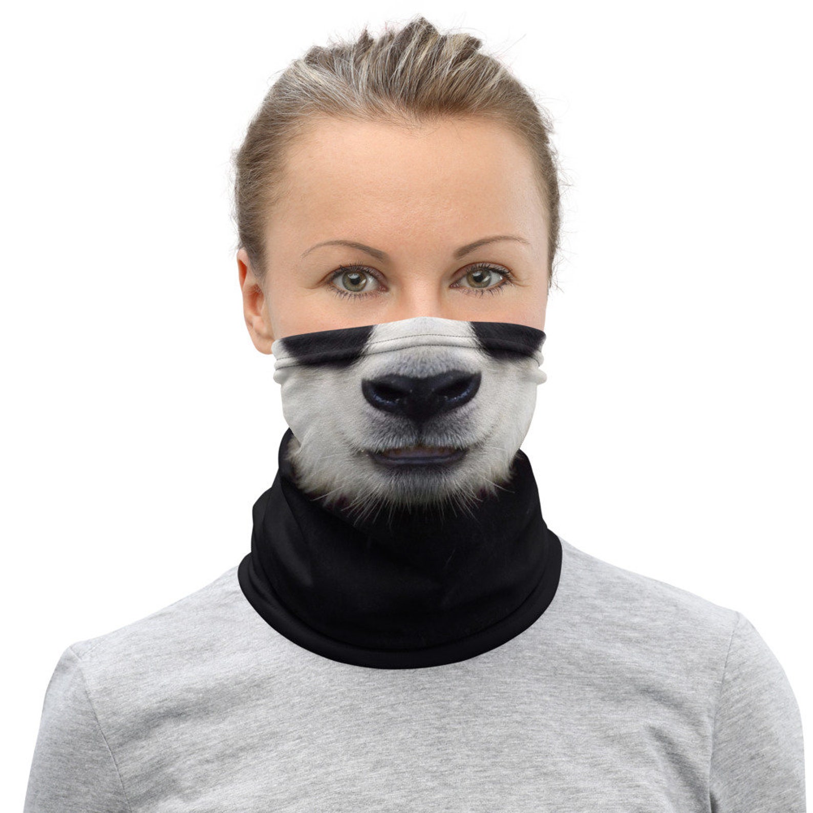 Panda Face Mask, Neck Gaiter, Washable Reusable Face Covering, Panda ...