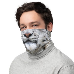 Snow Leopard Face Mask & Neck Gaiter, Washable and Reusable Face Cover ...