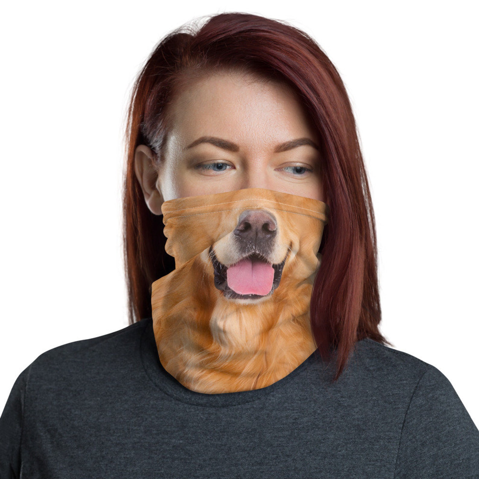 Golden Retriever Neck Gaiter, Face Mask, Funny Dog Costume, Tube ...