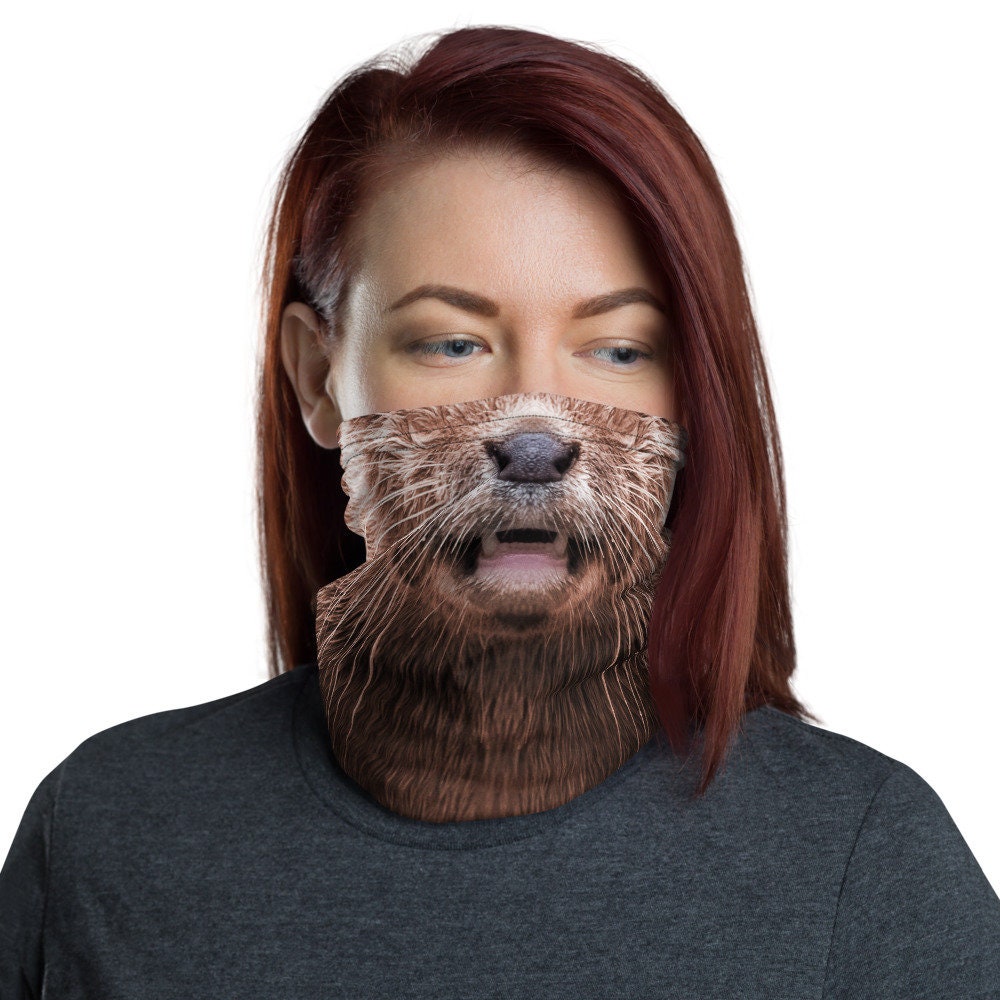 Happy Otter Face Mask, Neck Gaiter for Women Men Adult, Face Covering ...