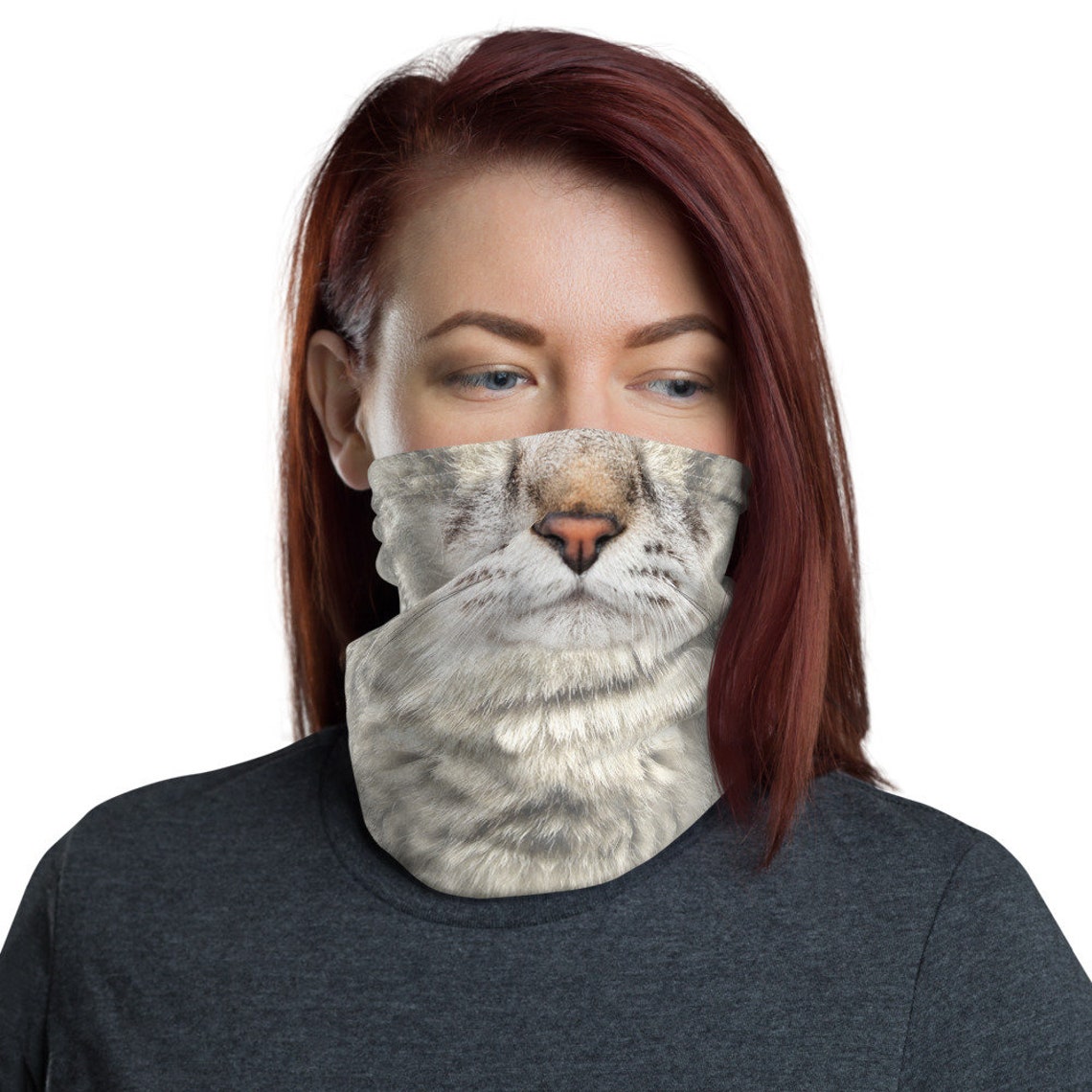 White Cat Neck Gaiter Funny Cat Mask Halloween Costume - Etsy