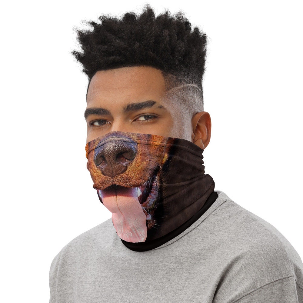 Doberman Dog Neck Gaiter, Washable Face Mask Adult, Dog Costume ...