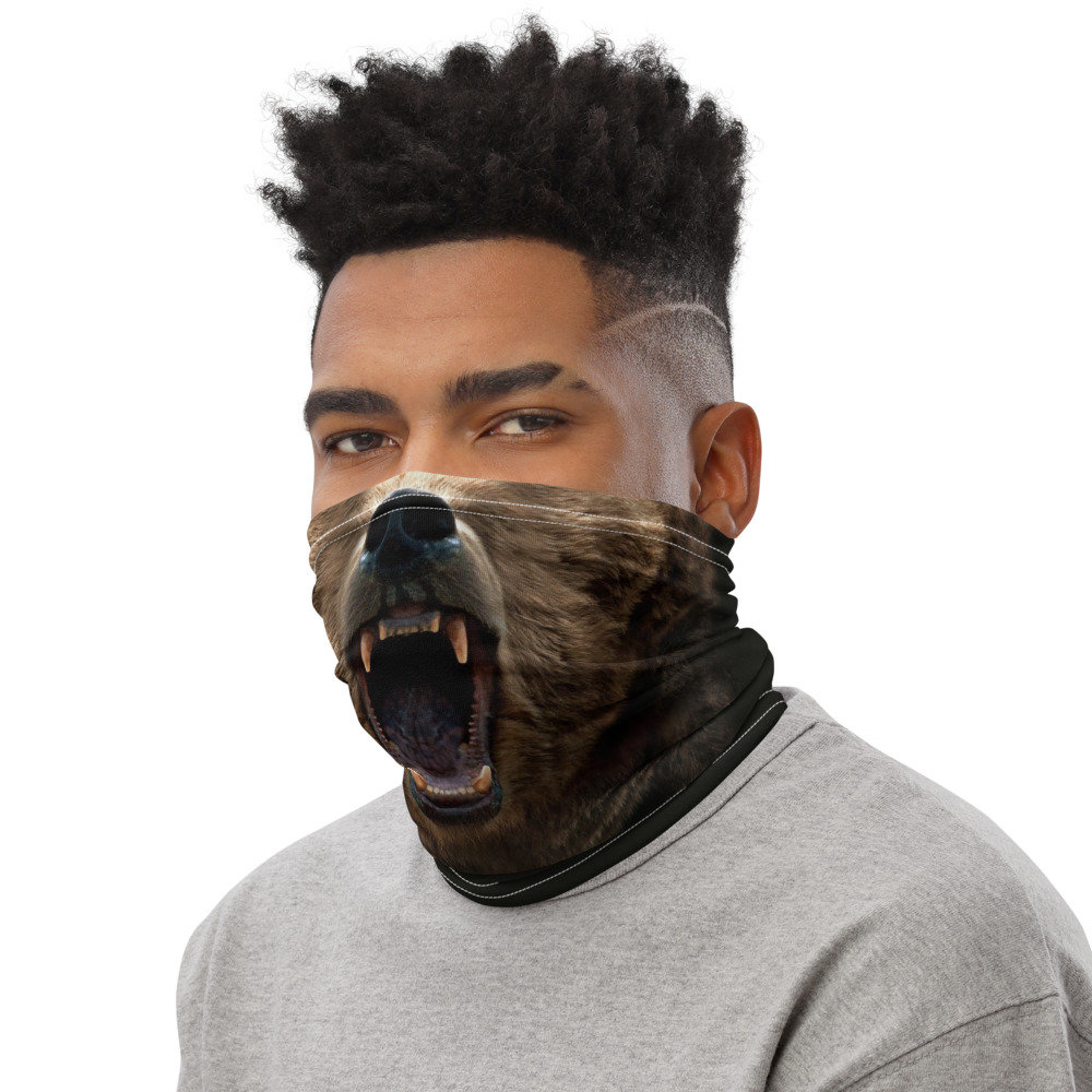 Grizzly Bear Face Mask & Neck Gaiter, Unisex All-in-one Face Covering ...