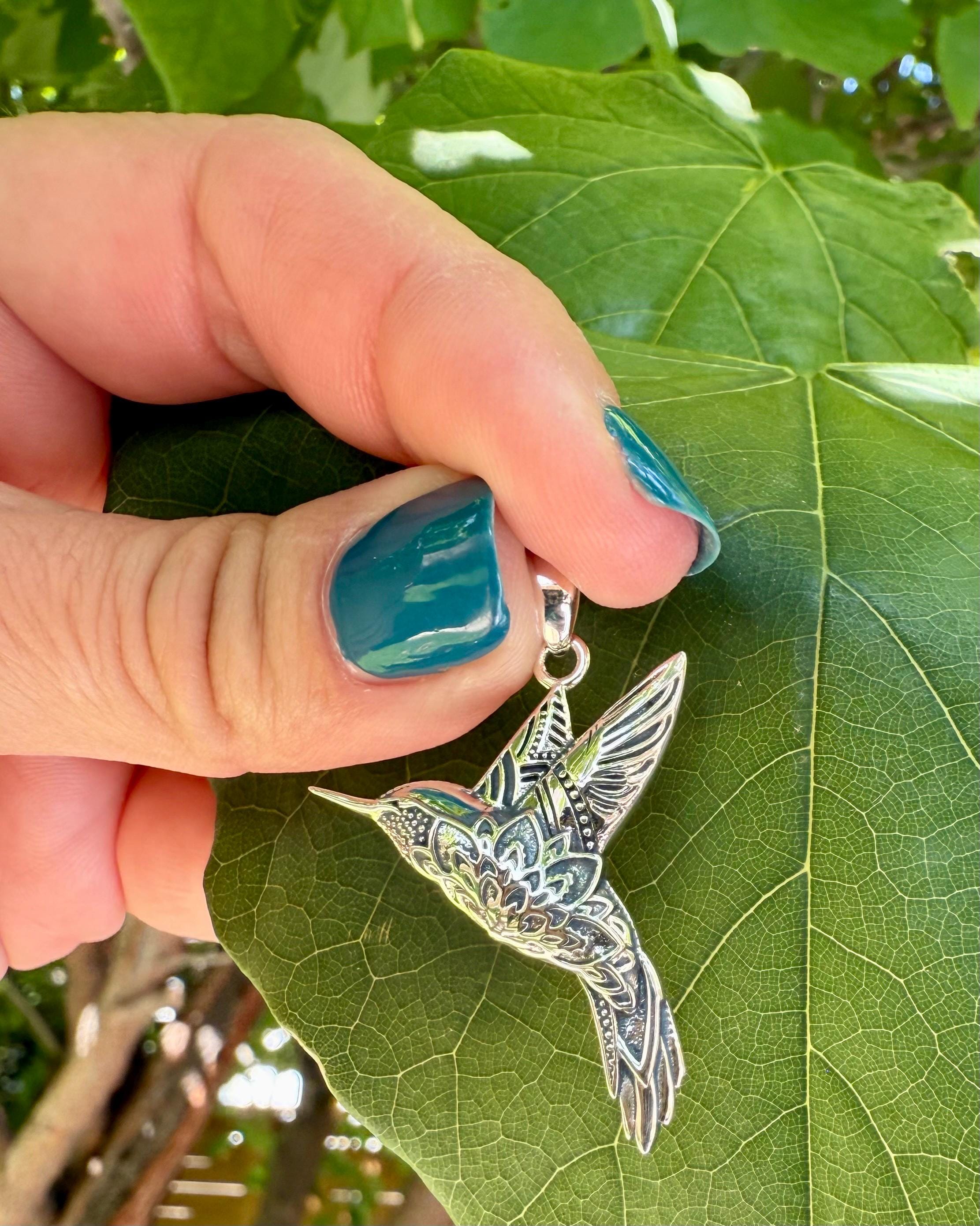 Sterling Silver Hummingbird Pendant - Etsy