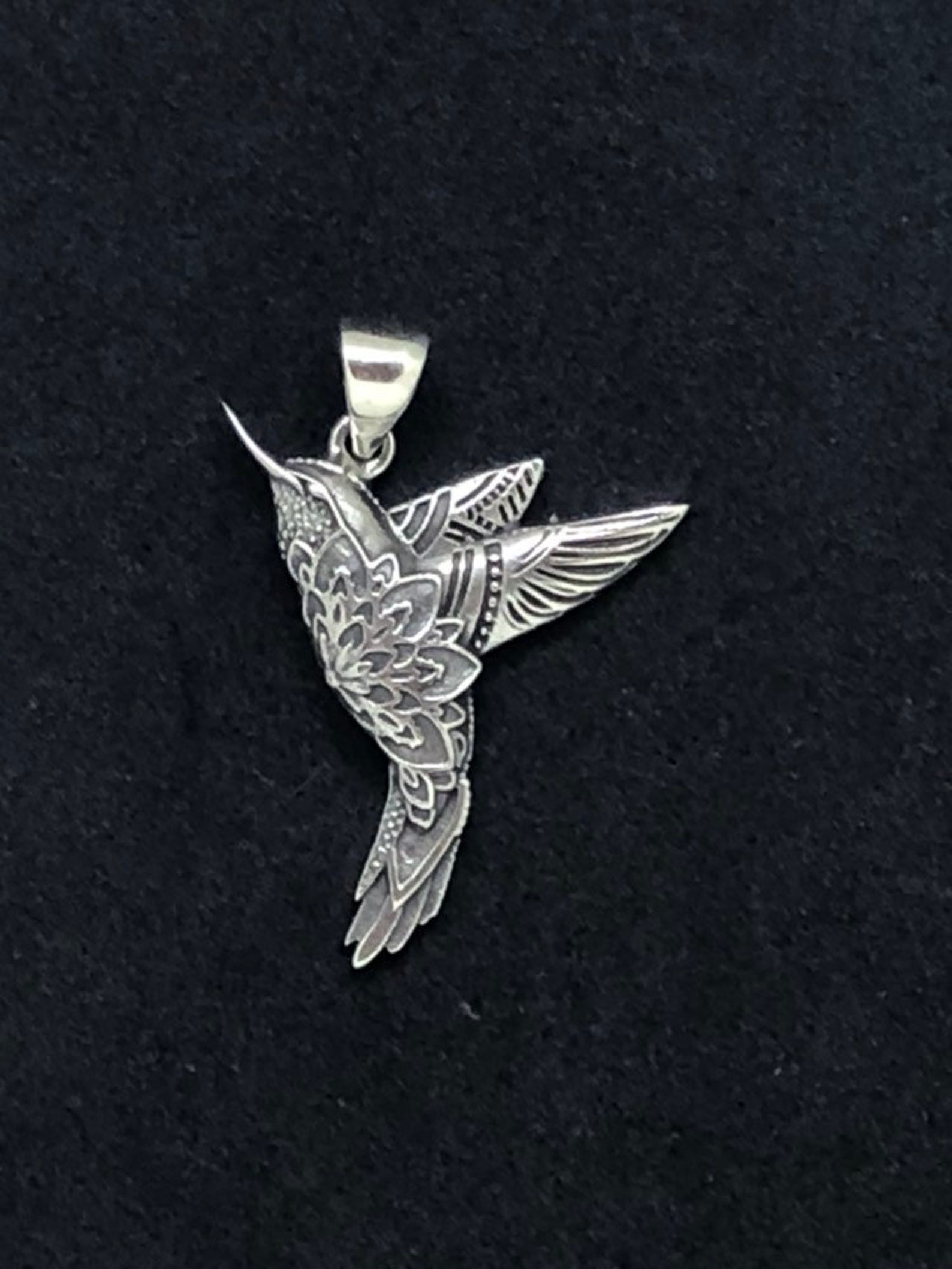 Sterling Silver Hummingbird Pendant - Etsy