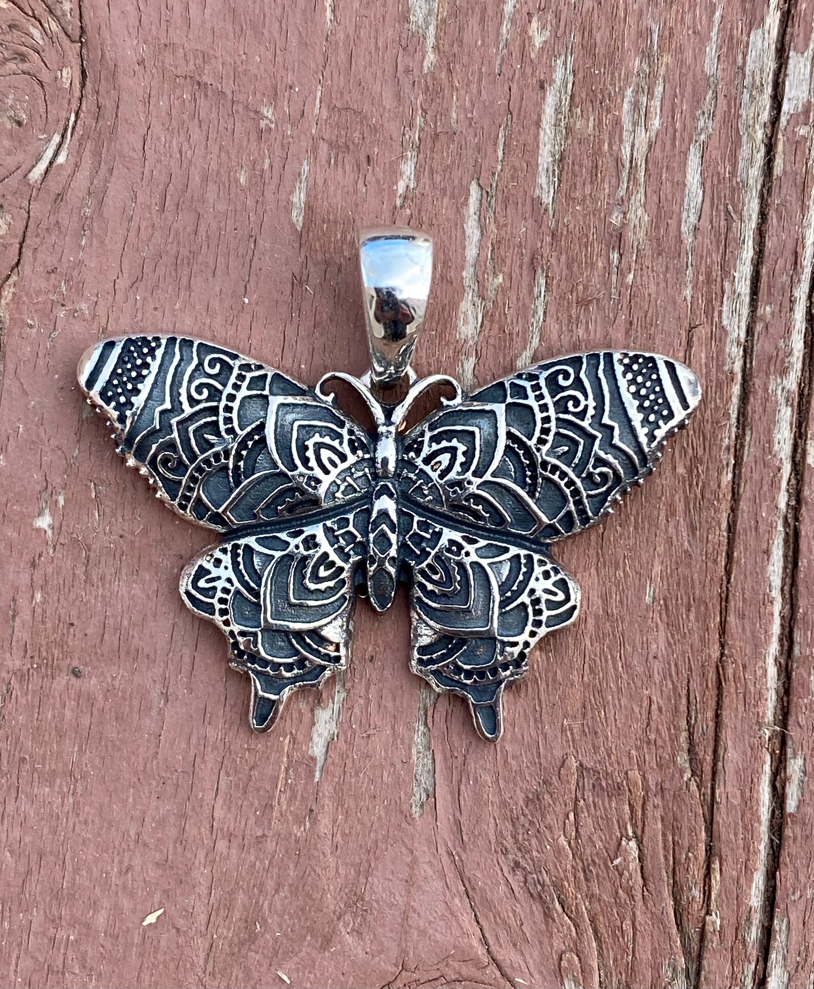 Sterling Silver Butterfly Pendant - Etsy Norway