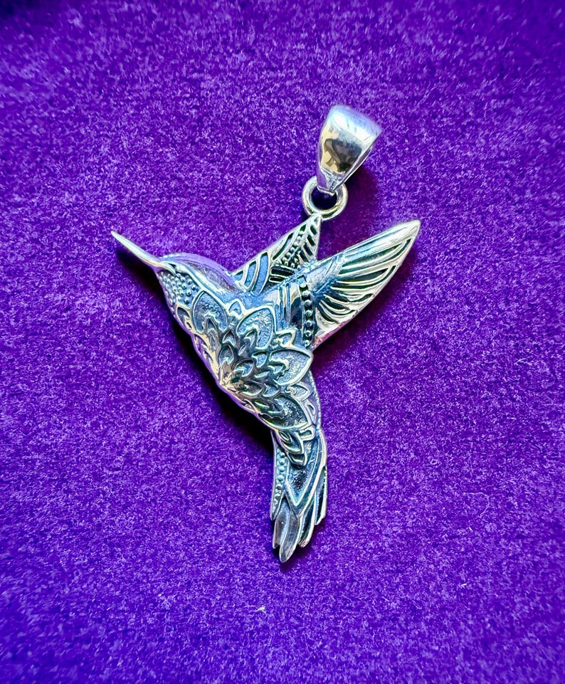 Sterling Silver Hummingbird Pendant - Etsy