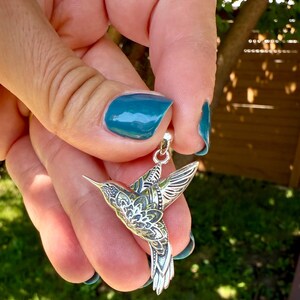 Sterling Silver Hummingbird Pendant - Etsy