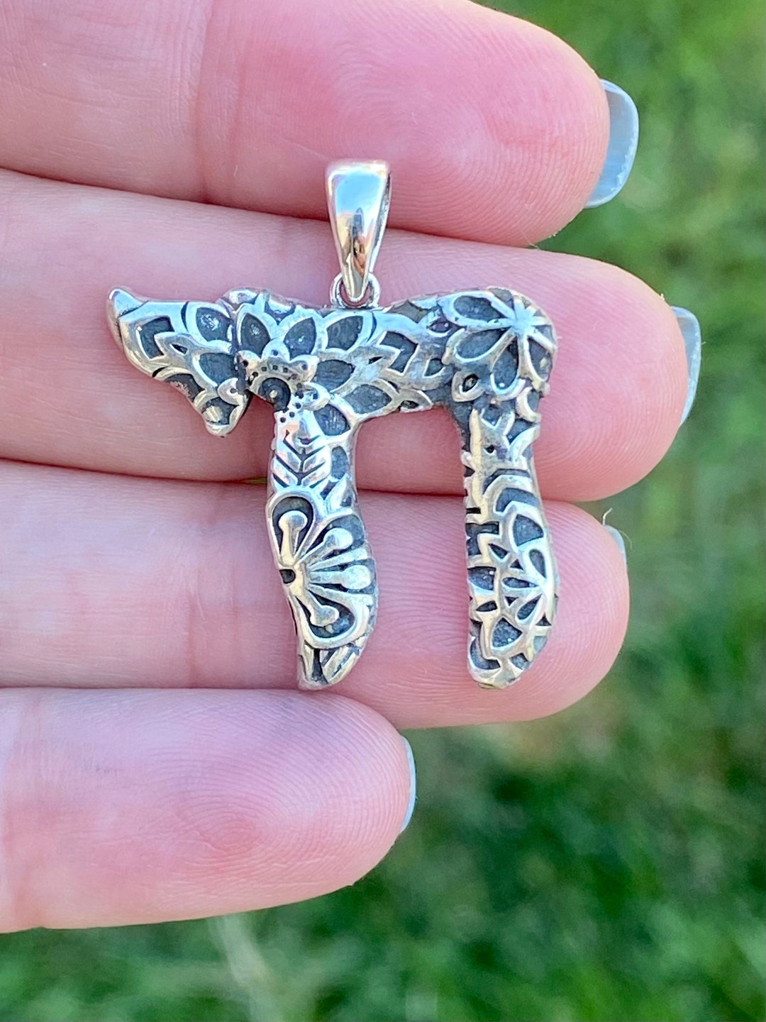 Sterling Silver Chai Pendant - Etsy