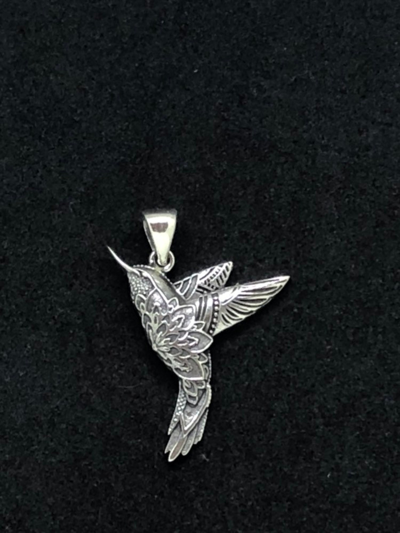 Sterling Silver Hummingbird Pendant - Etsy