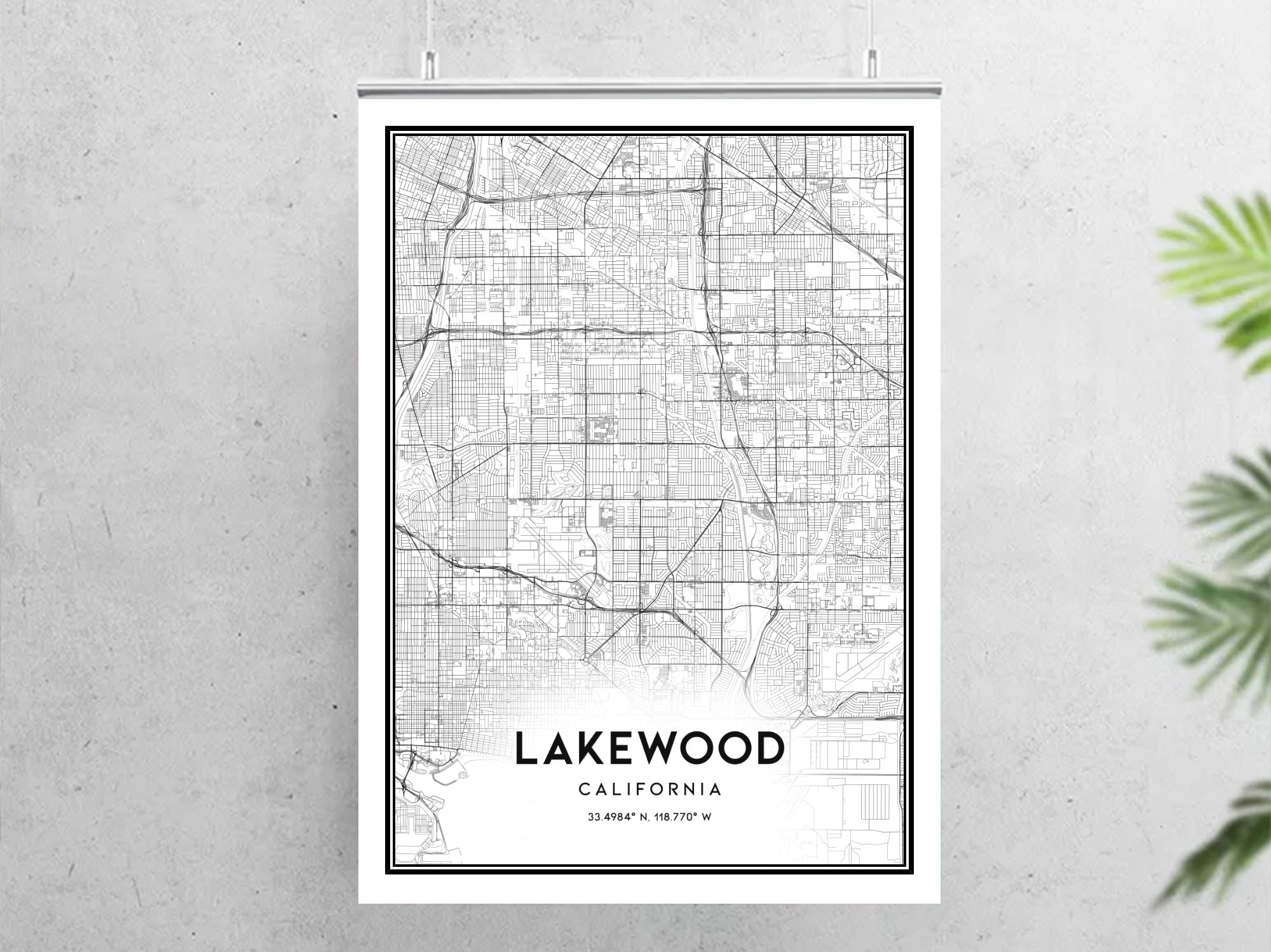 Lakewood Map Print Lakewood Map Poster Wall Art Ca City Map - Etsy