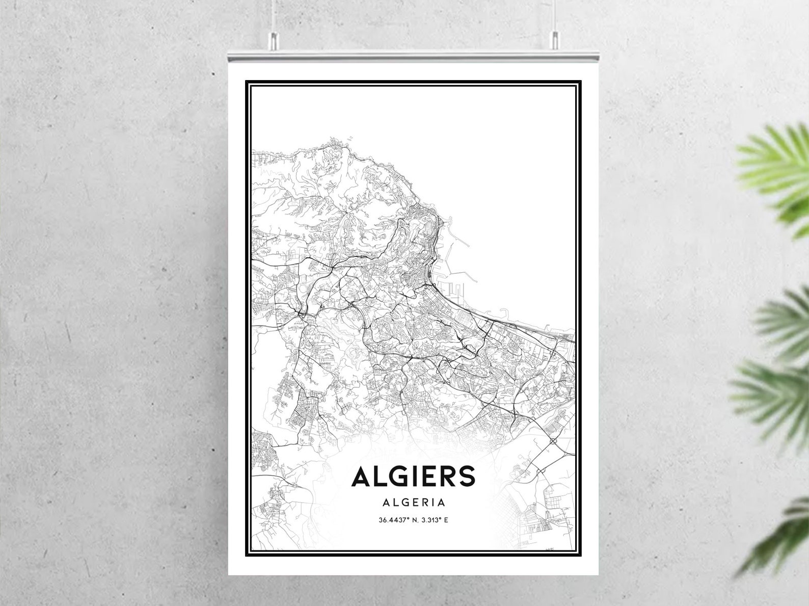 Algiers Map Print Algiers Map Poster Wall Art Algiers City - Etsy