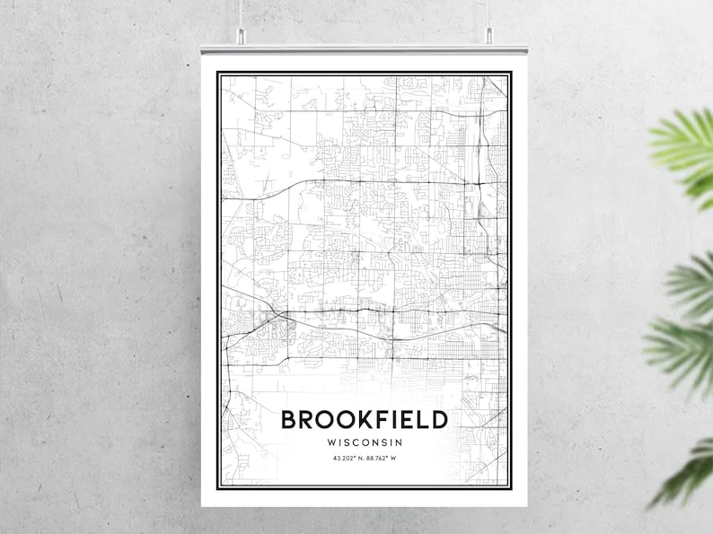 Brookfield Map Print Brookfield Map Poster Wall Art Wi City | Etsy