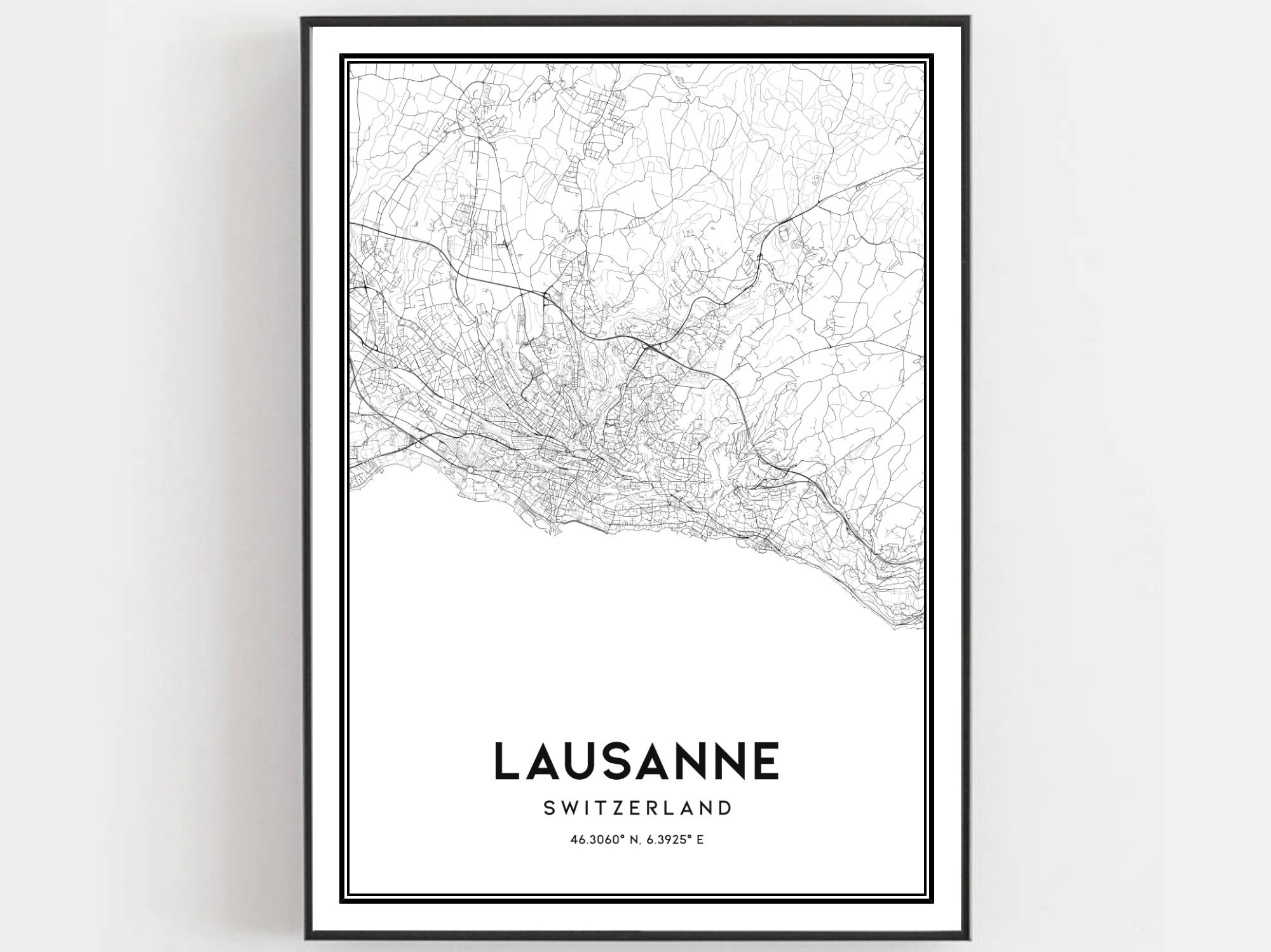 Lausanne Map Print Lausanne Map Poster Wall Art Lausanne | Etsy