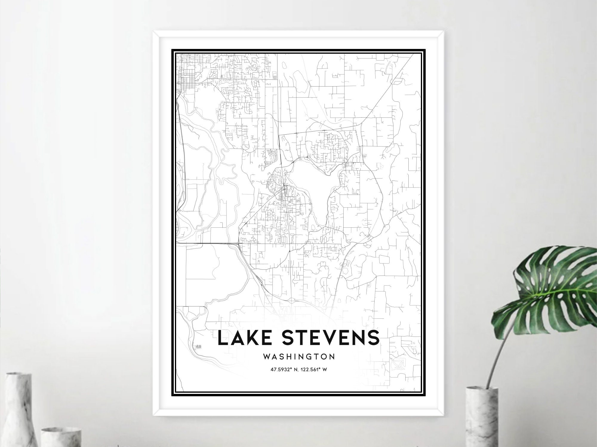 Lake Stevens Map Print, Lake Stevens Map Poster Wall Art, Wa City Map ...