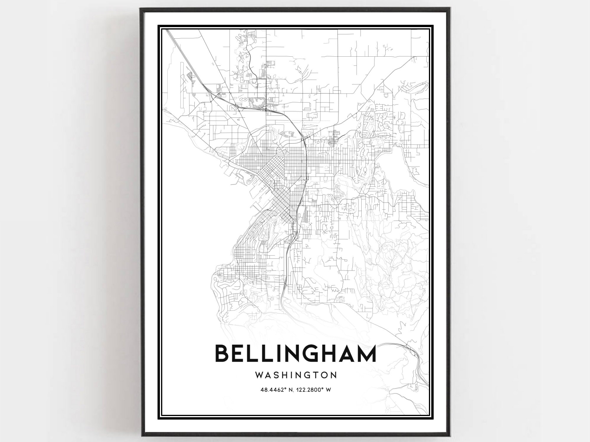 Bellingham Map Print Bellingham Map Poster Wall Art Wa City | Etsy